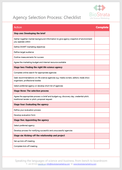 Agency selection process template