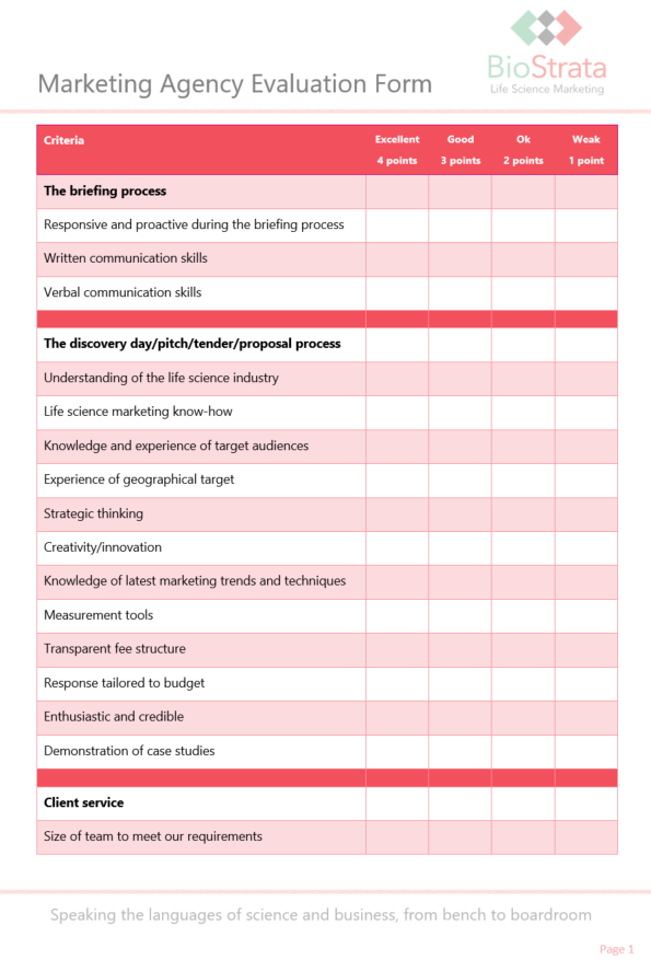 Get your marketing agency evaluation template